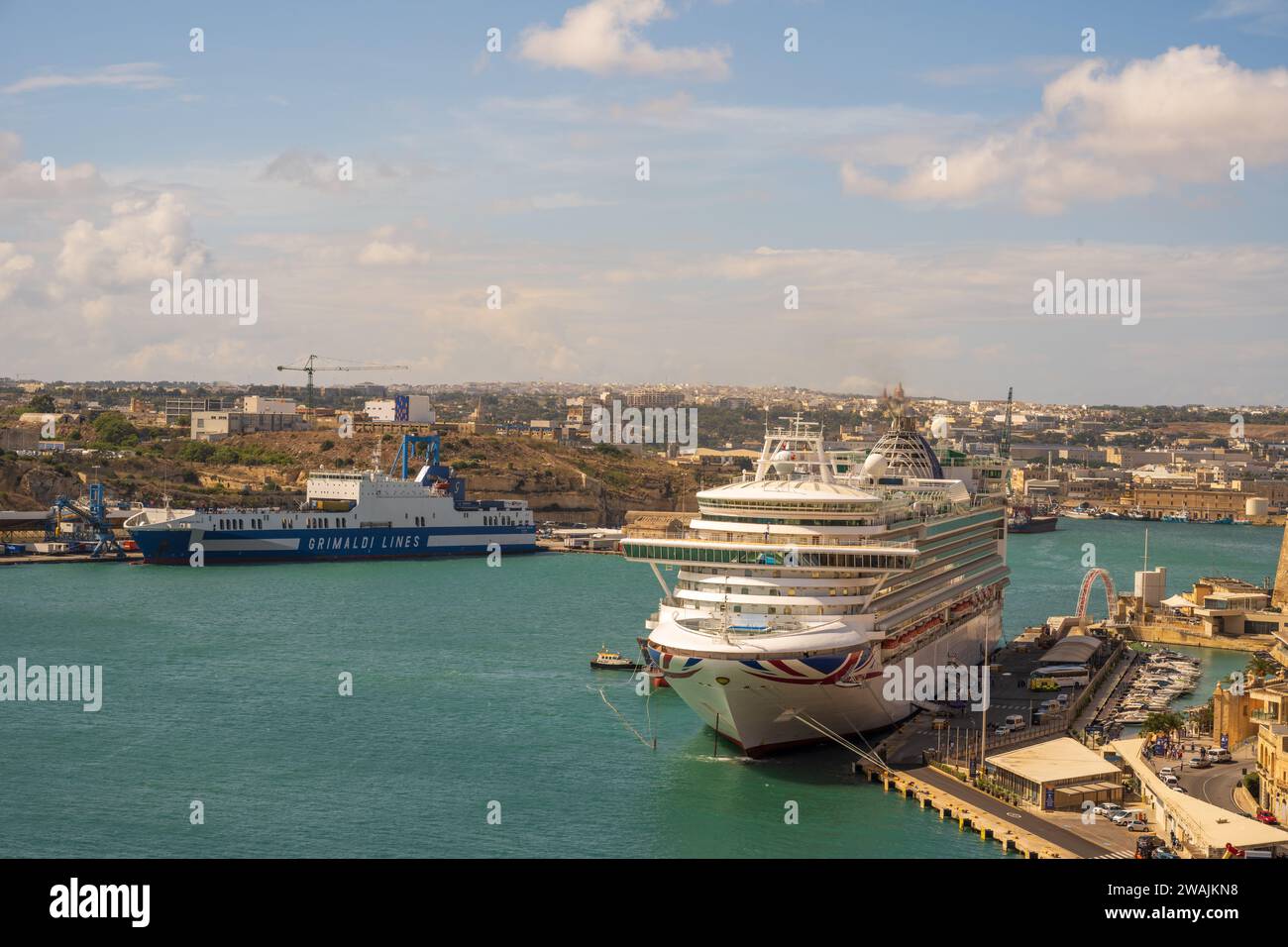 Grand Harbour Valletta Mallta September 07 2023 Luxury cruise liner P ...