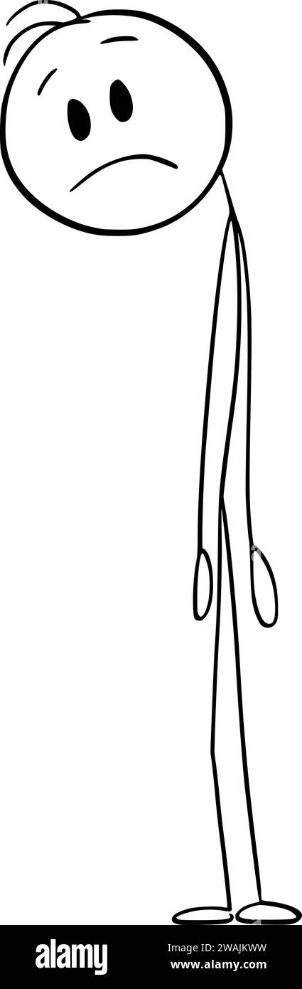 Sad Person Showing Facial Expression, Vector Cartoon Stick Figure ...