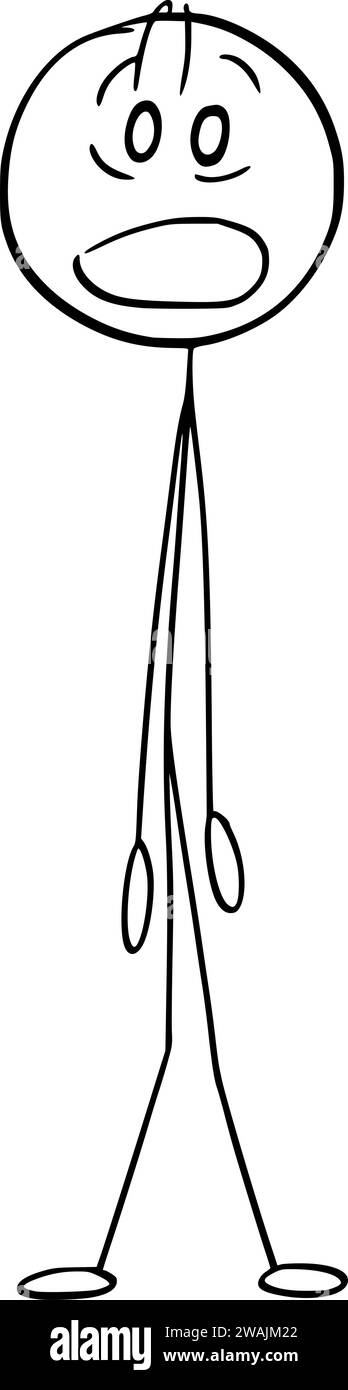 Stressed or Scared Person Showing Facial Expression, Vector Cartoon ...