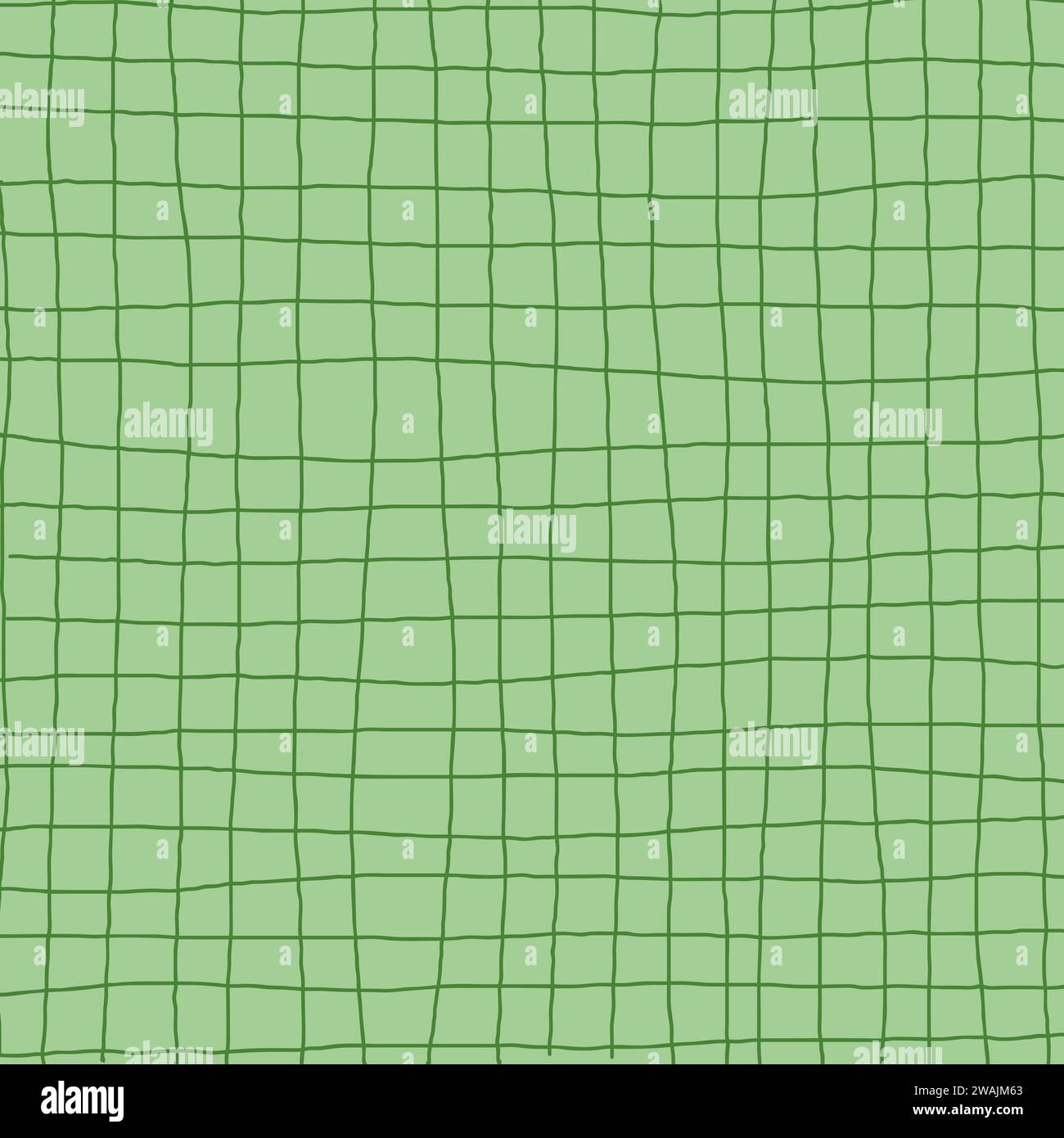 Hand drawn green plaid pattern. Check, square doodle background. Line ...