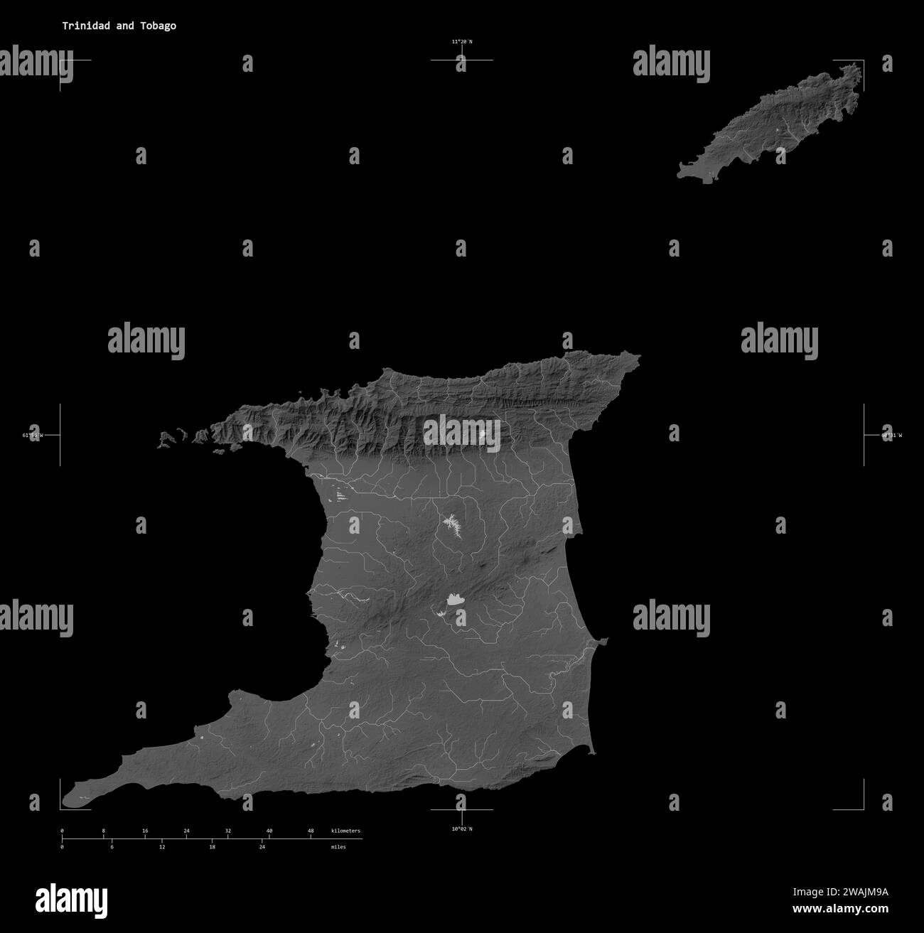 Shape of a Grayscale elevation map with lakes and rivers of the ...