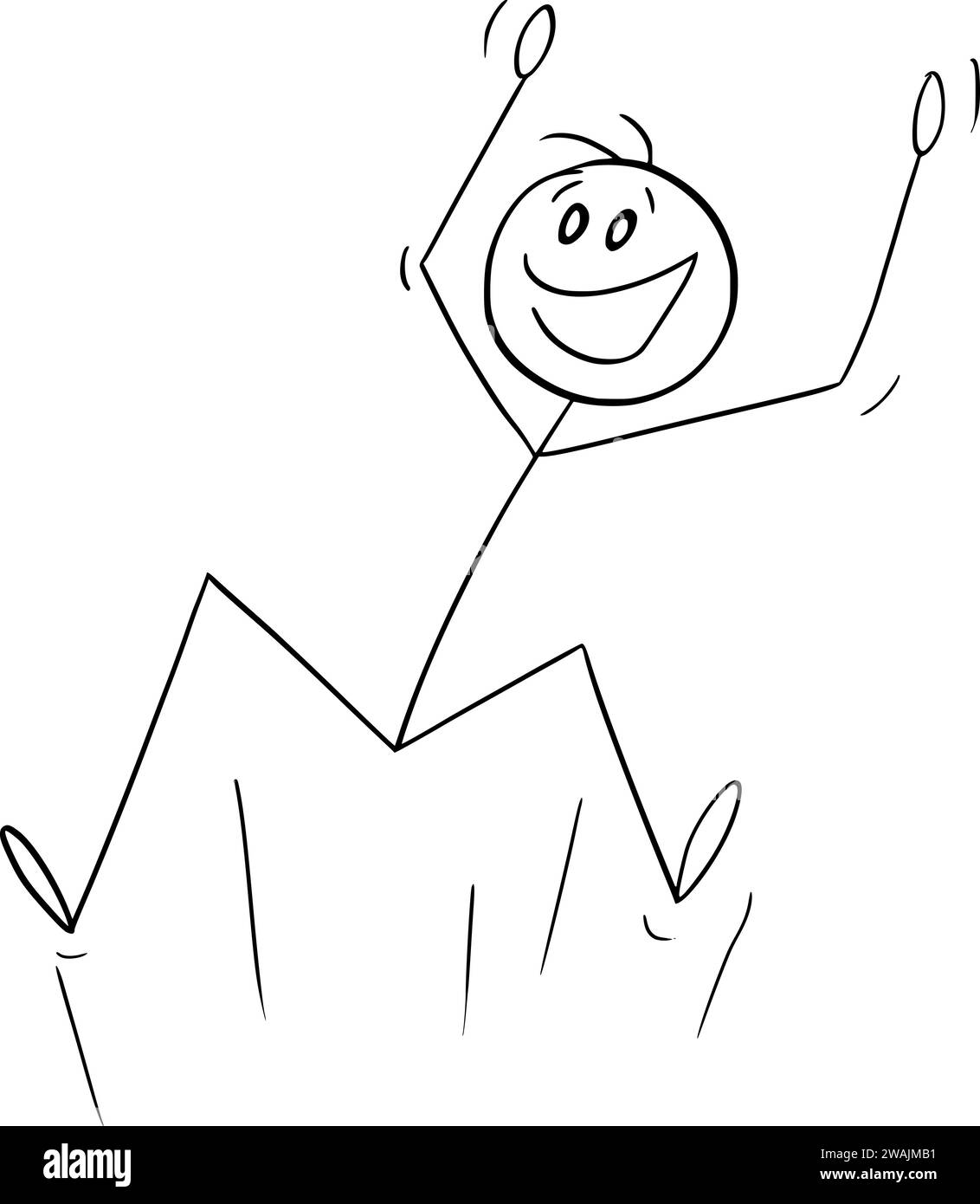 Happy Enjoying Celebrating Person Vector Cartoon Stick Figure
