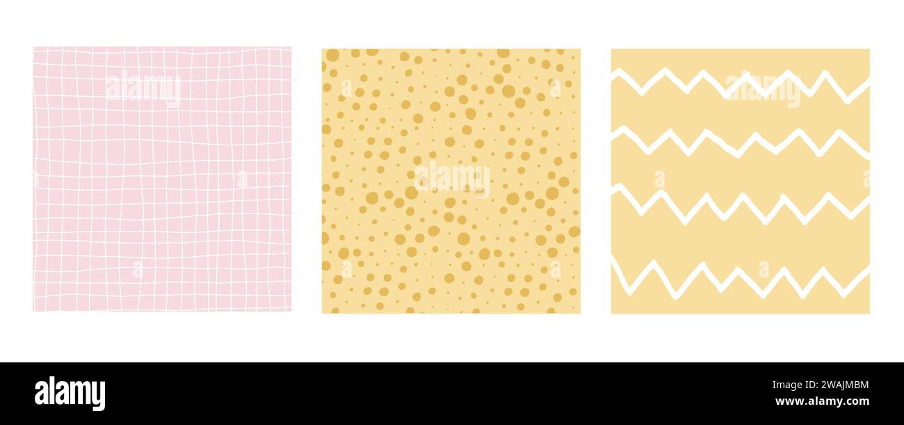 Simple Geometric Hand Drawn Irregular Patterns. Colored Doodle ...