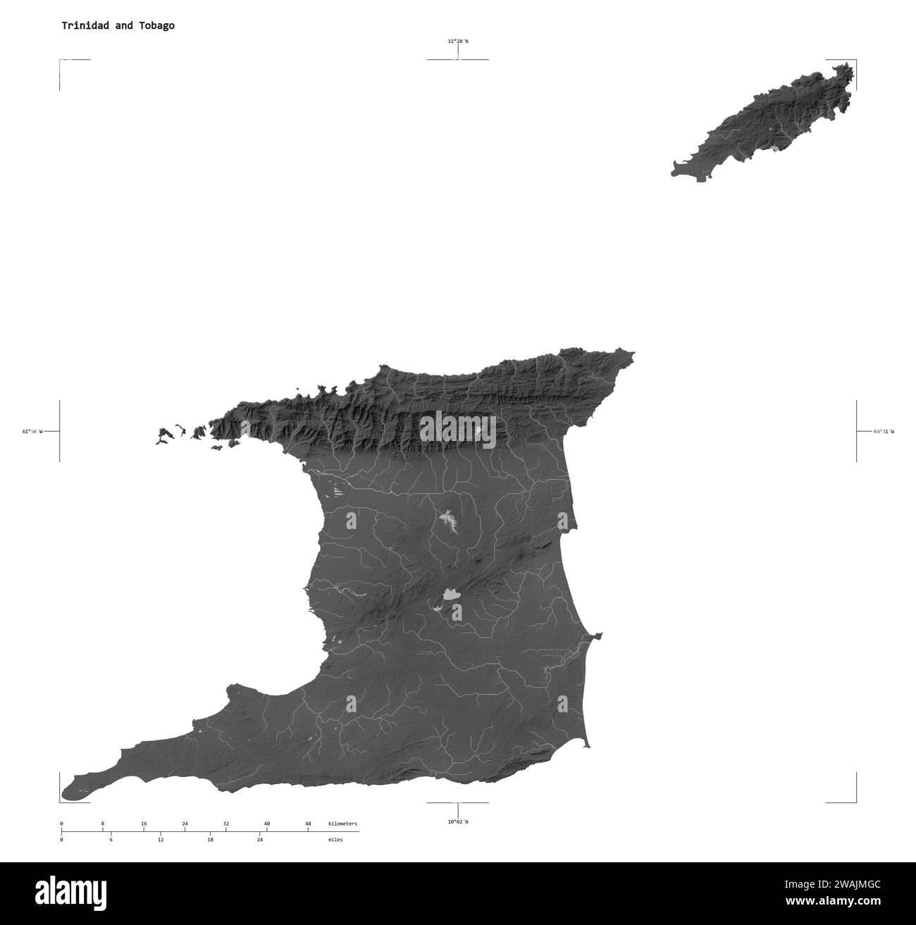 Shape of a Grayscale elevation map with lakes and rivers of the ...
