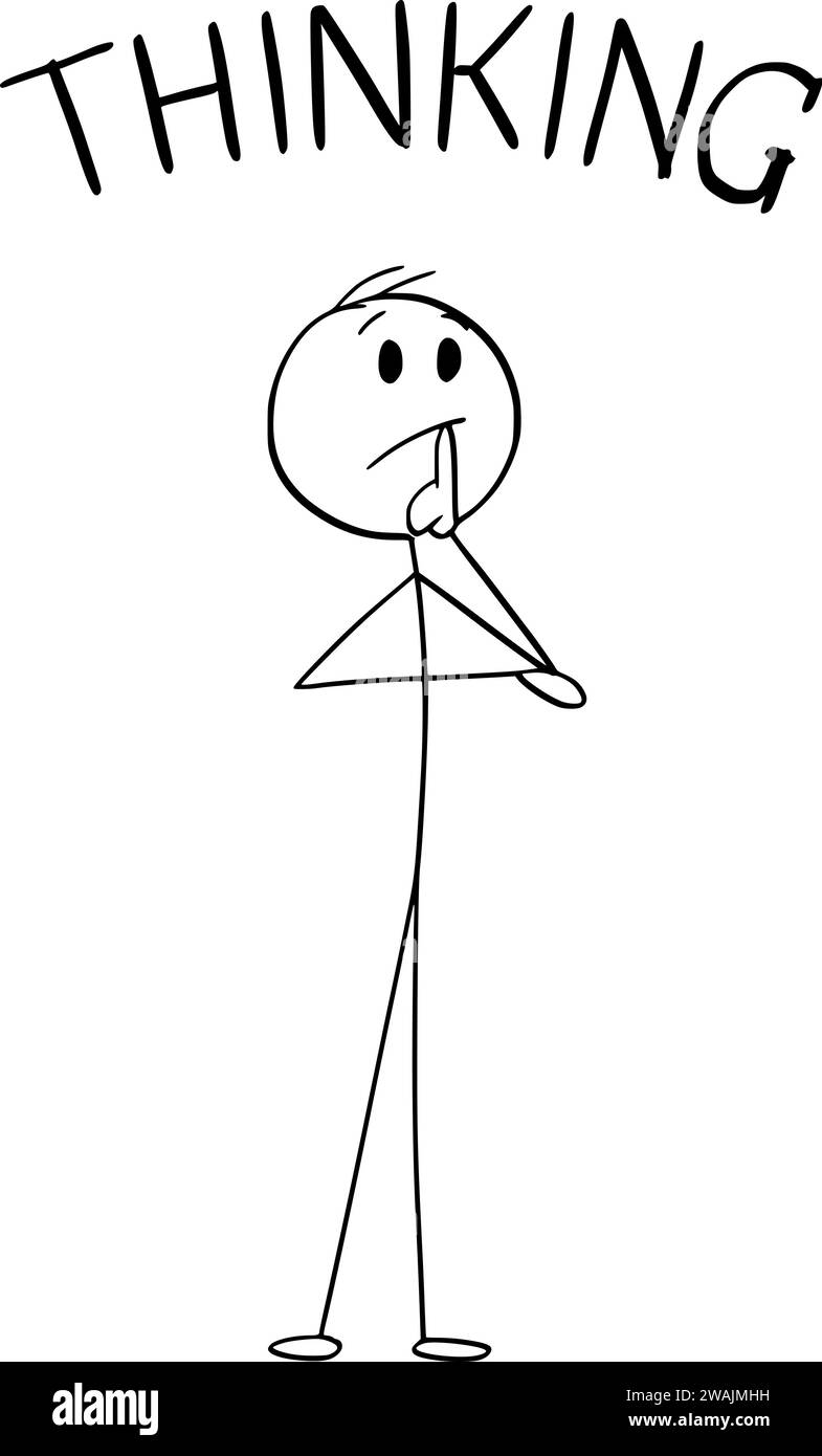 Wise Person Thinking, Vector Cartoon Stick Figure Illustration Stock ...