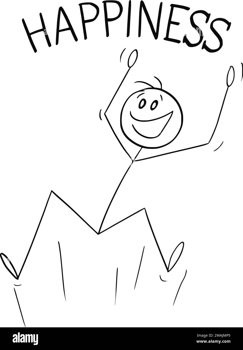 Happy Enjoying Celebrating Person, Vector Cartoon Stick Figure ...