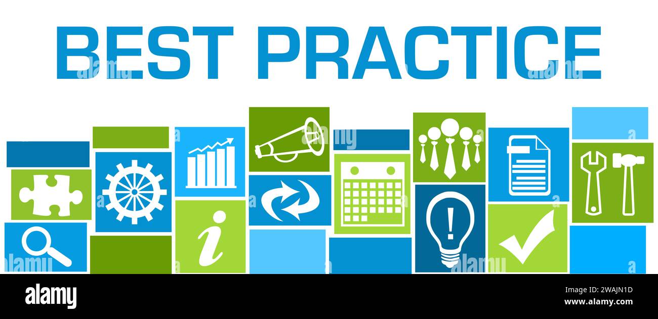 Best Practice Green Blue Business Symbols Grid Bottom Text Stock Photo ...