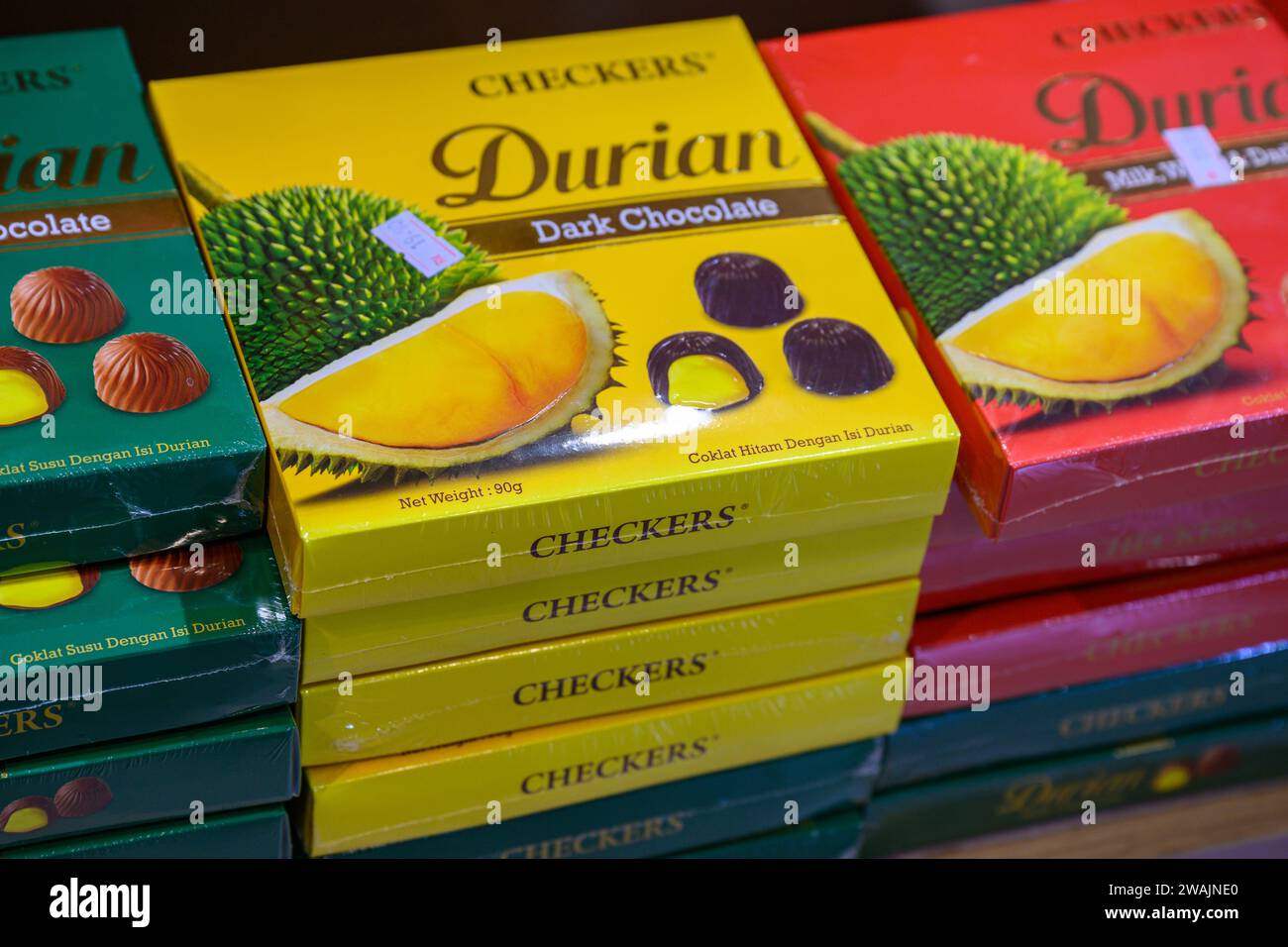 Souvenir Durian Chocolates in Kuala Lumpur, Malaysia Stock Photo - Alamy
