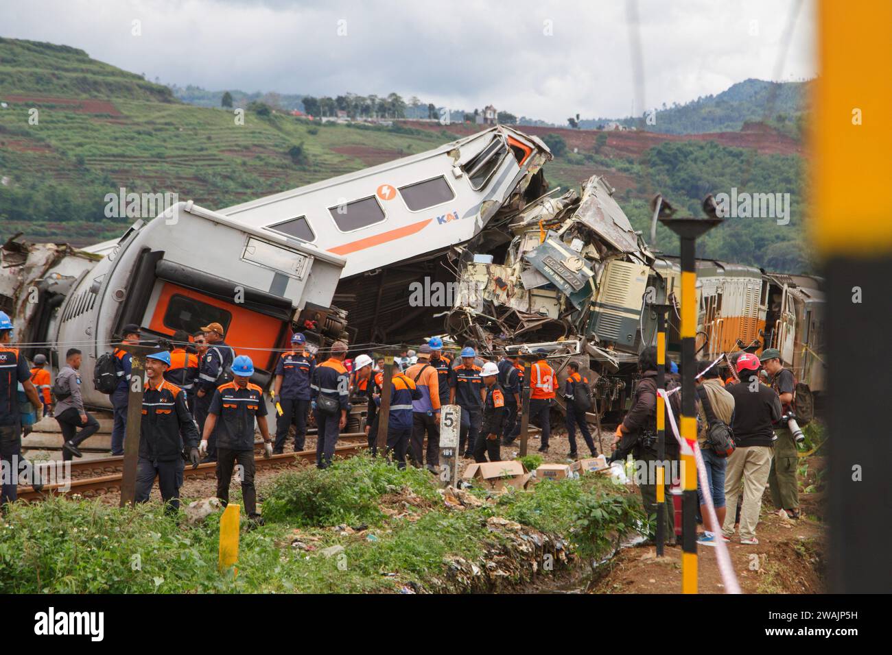 Passengers were being evacuated after the crash on the island of Java ...