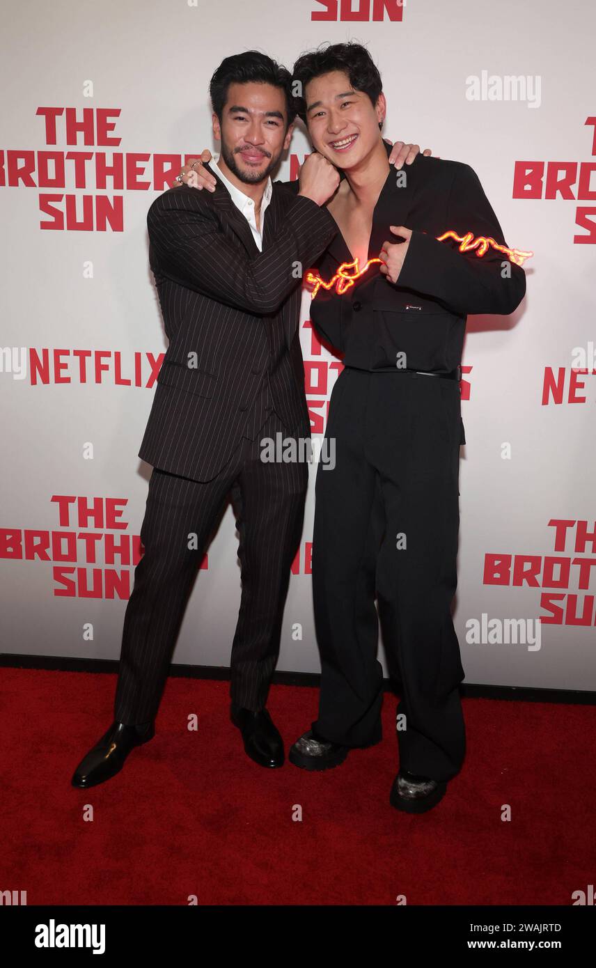 LOS ANGELES, CA - JANUARY 4: Justin Chien, Sam Song Li at the Netflix Premiere Of The Brothers ...