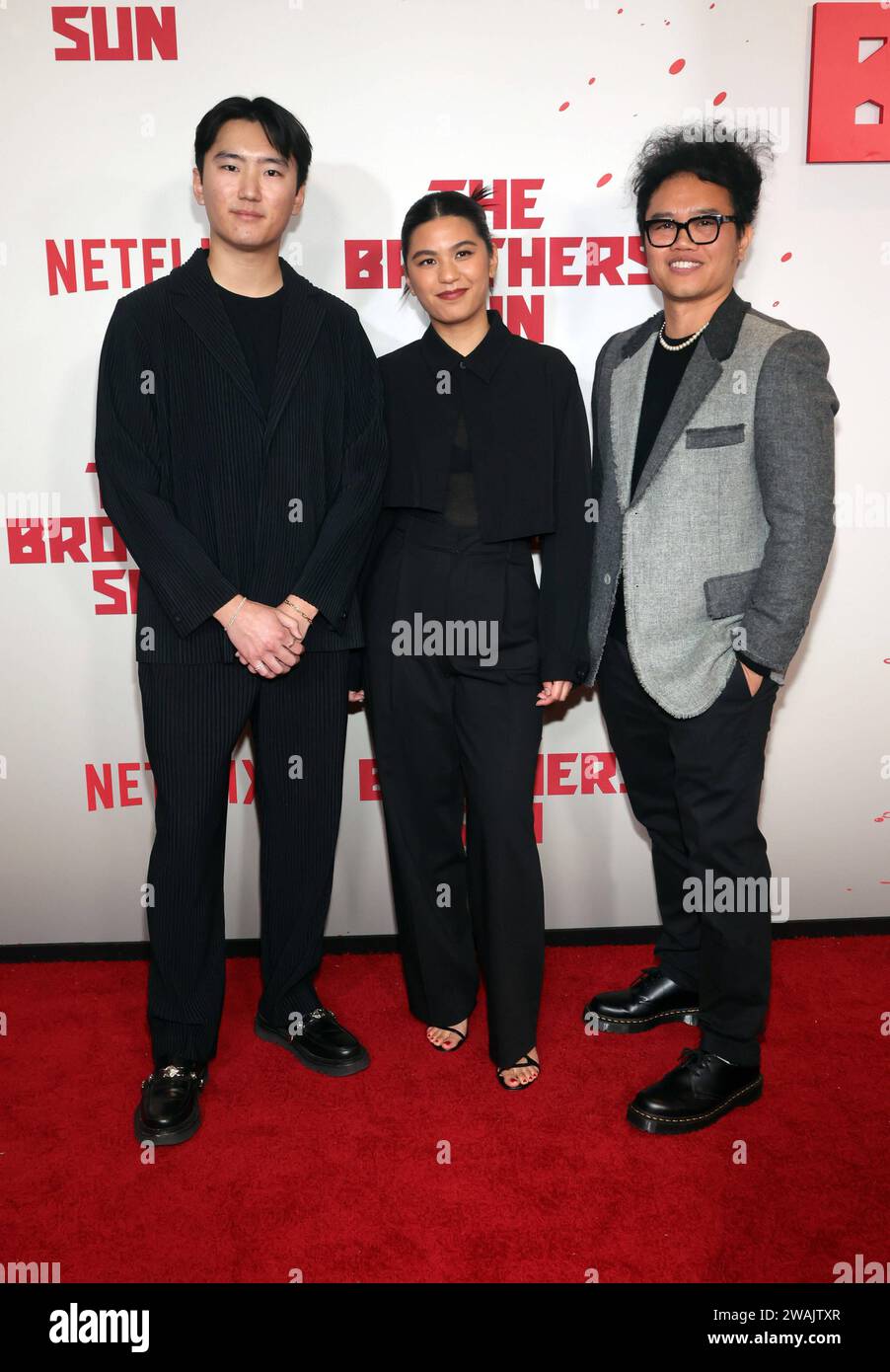 LOS ANGELES, CA - JANUARY 4: Nick Lee, Angela Asistio, Nathan Matthew David at the Netflix ...