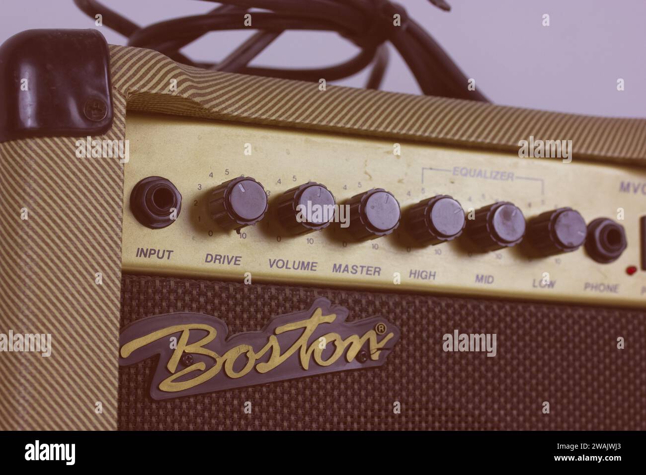 Madrid, Spain. January 2, 2024 Vintage old golden cassette tape ...