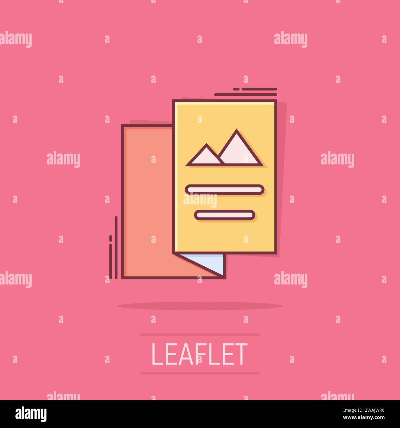 Flyer leaflet icon in comic style. Brochure sheet vector cartoon ...