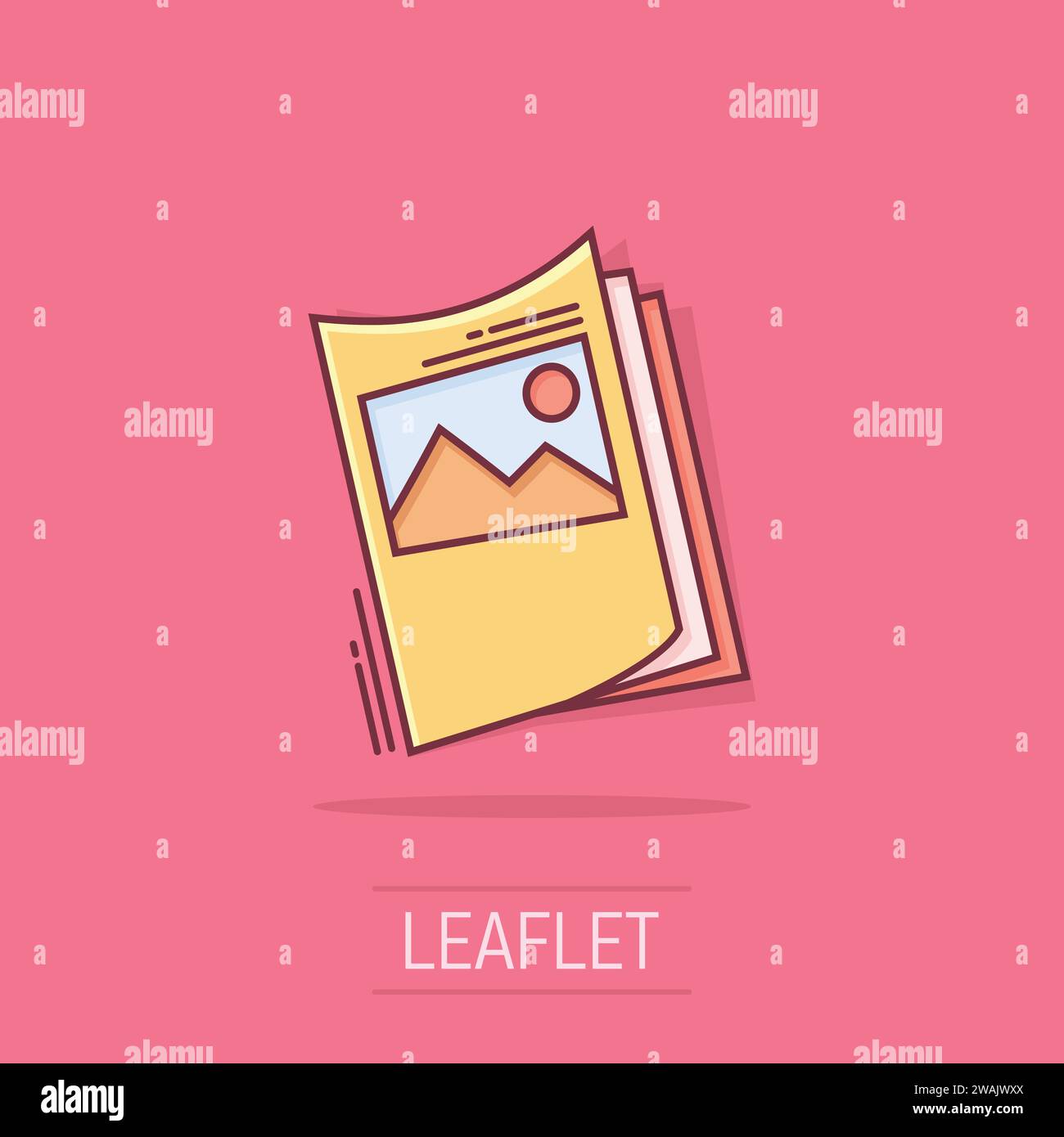 Flyer leaflet icon in comic style. Brochure sheet vector cartoon ...