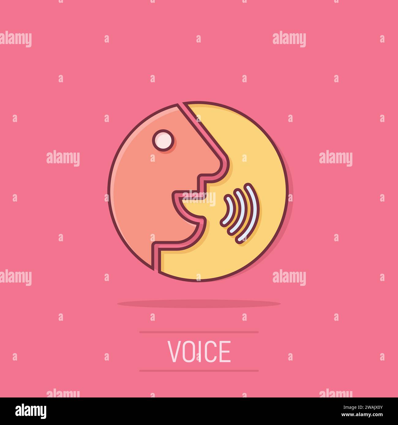Voice command with sound waves icon in comic style. Speak control ...