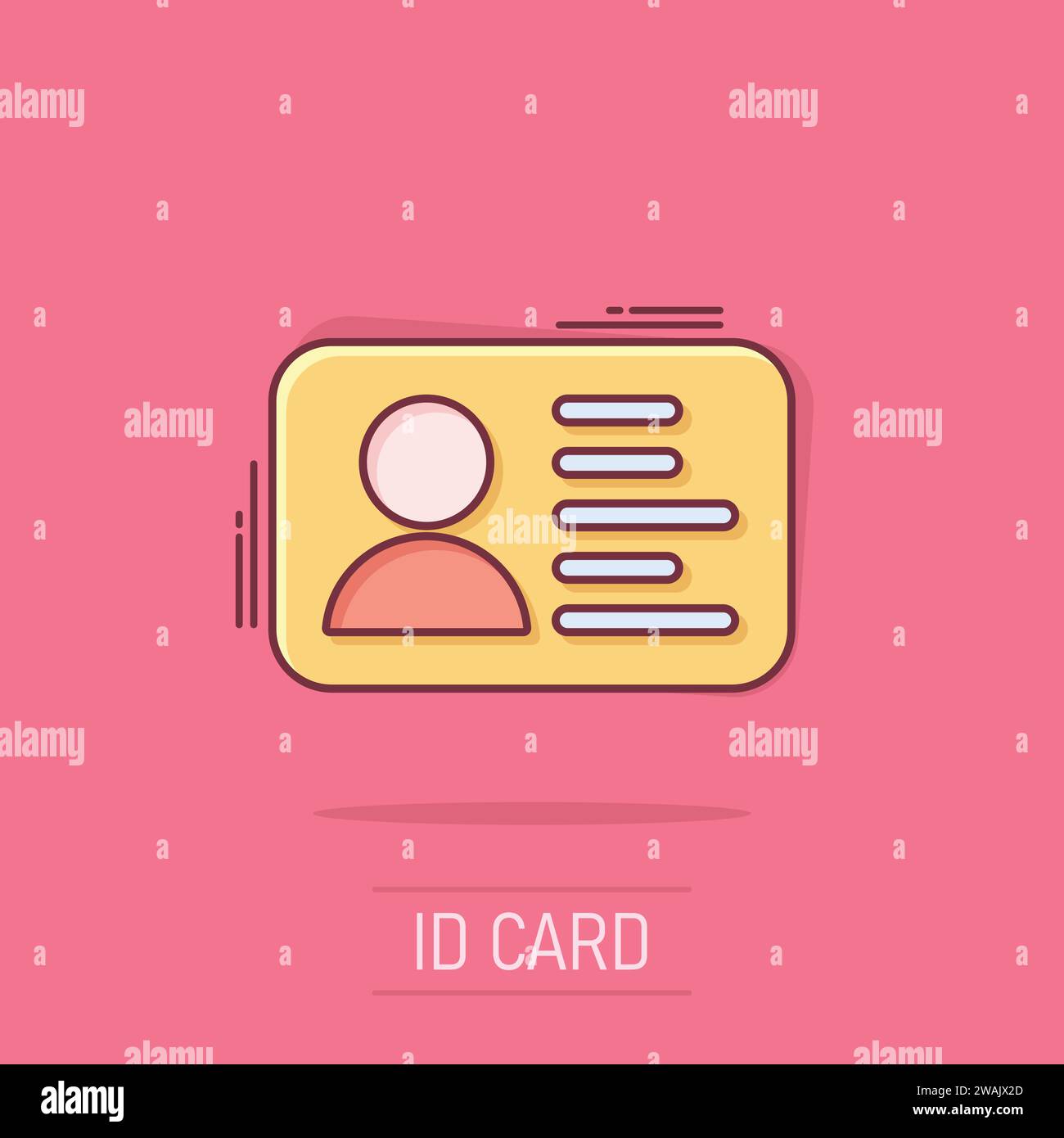 Id card icon in comic style. Identity badge vector cartoon illustration ...