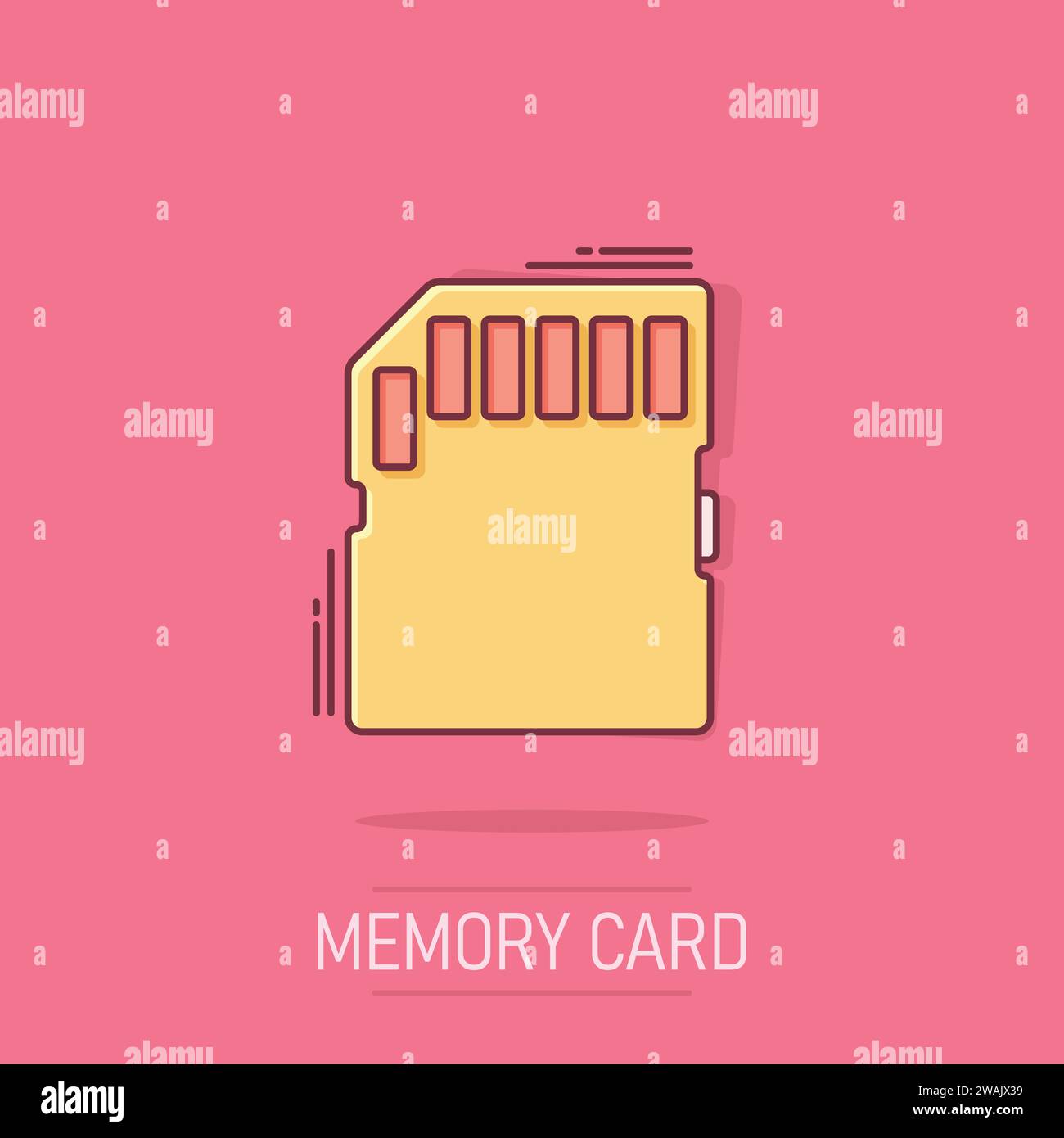 Micro SD card icon in comic style. Memory chip vector cartoon ...