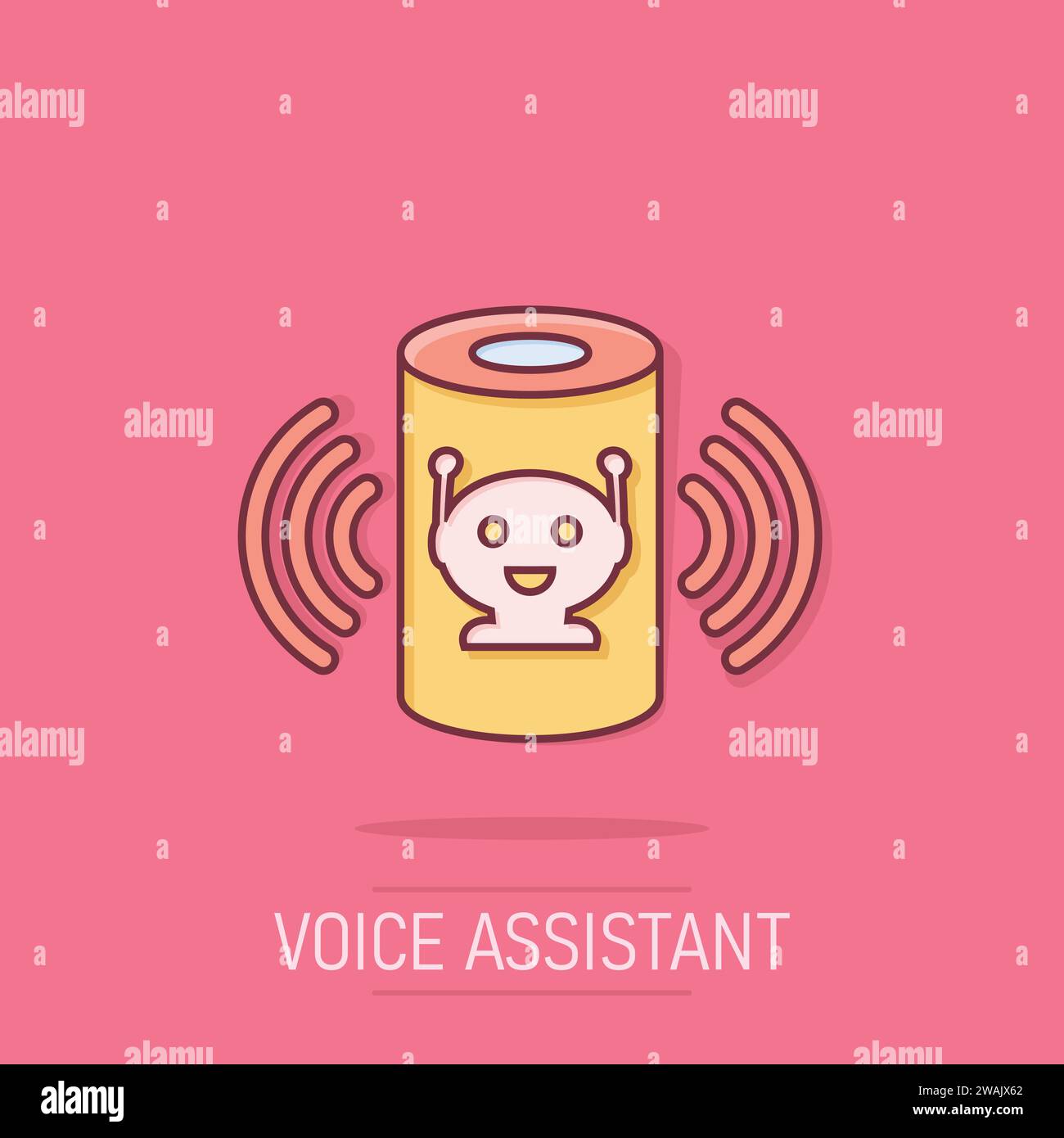 Voice assistant icon in comic style. Smart home assist vector cartoon ...