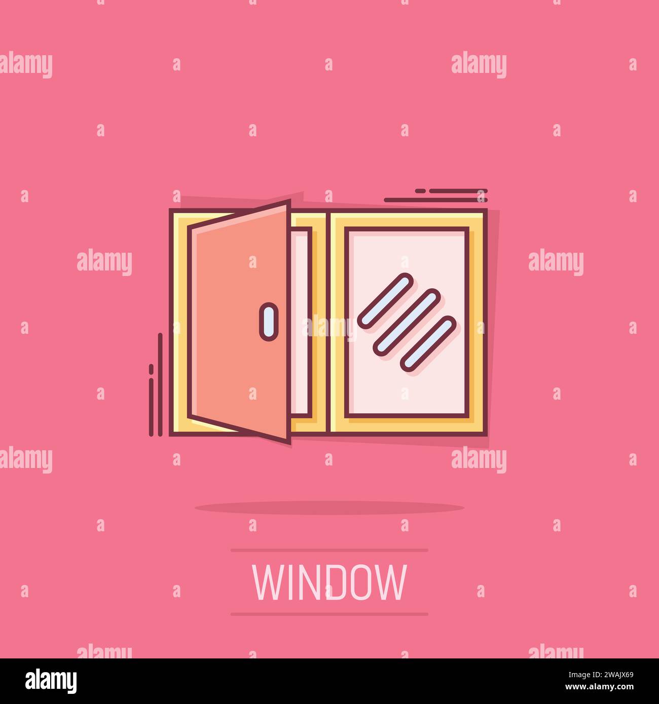 Window icon in comic style. Exterior frame vector cartoon illustration ...