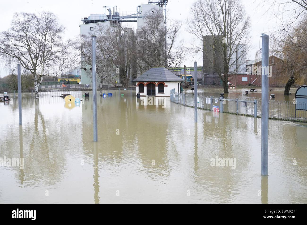 Flooding in Wellingborough due to rising levels of the River Nene. The ...