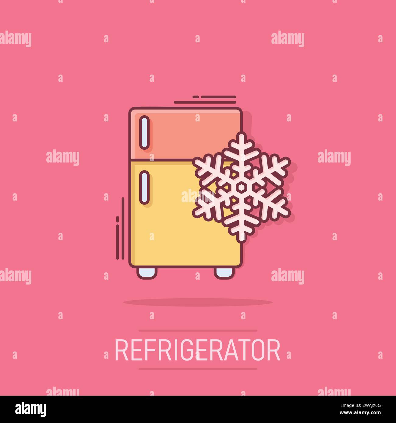 Fridge refrigerator icon in comic style. Freezer container vector ...