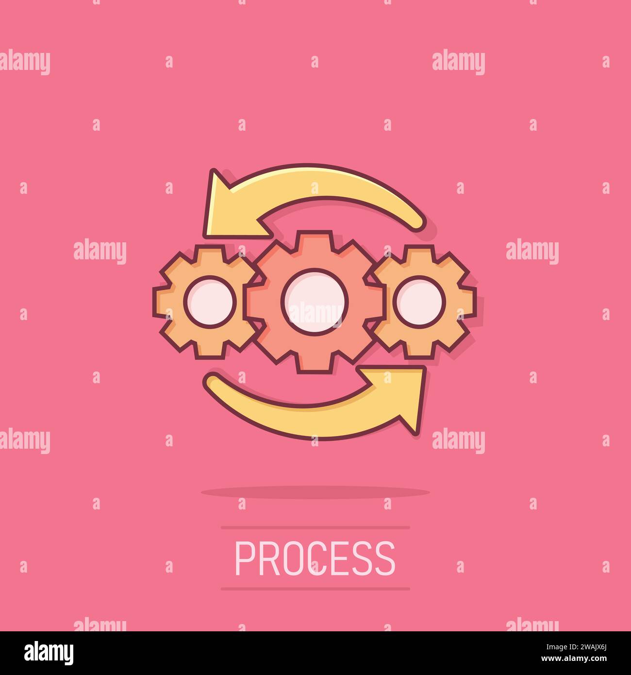 Operation project icon in comic style. Gear process vector cartoon ...