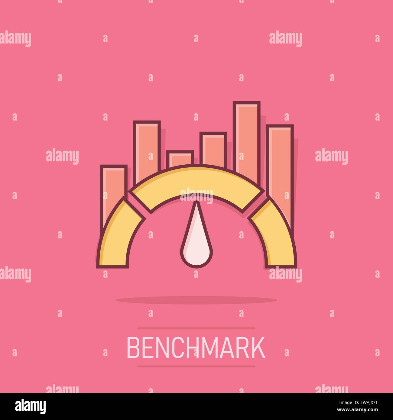 Benchmark measure icon in comic style. Dashboard rating vector cartoon ...