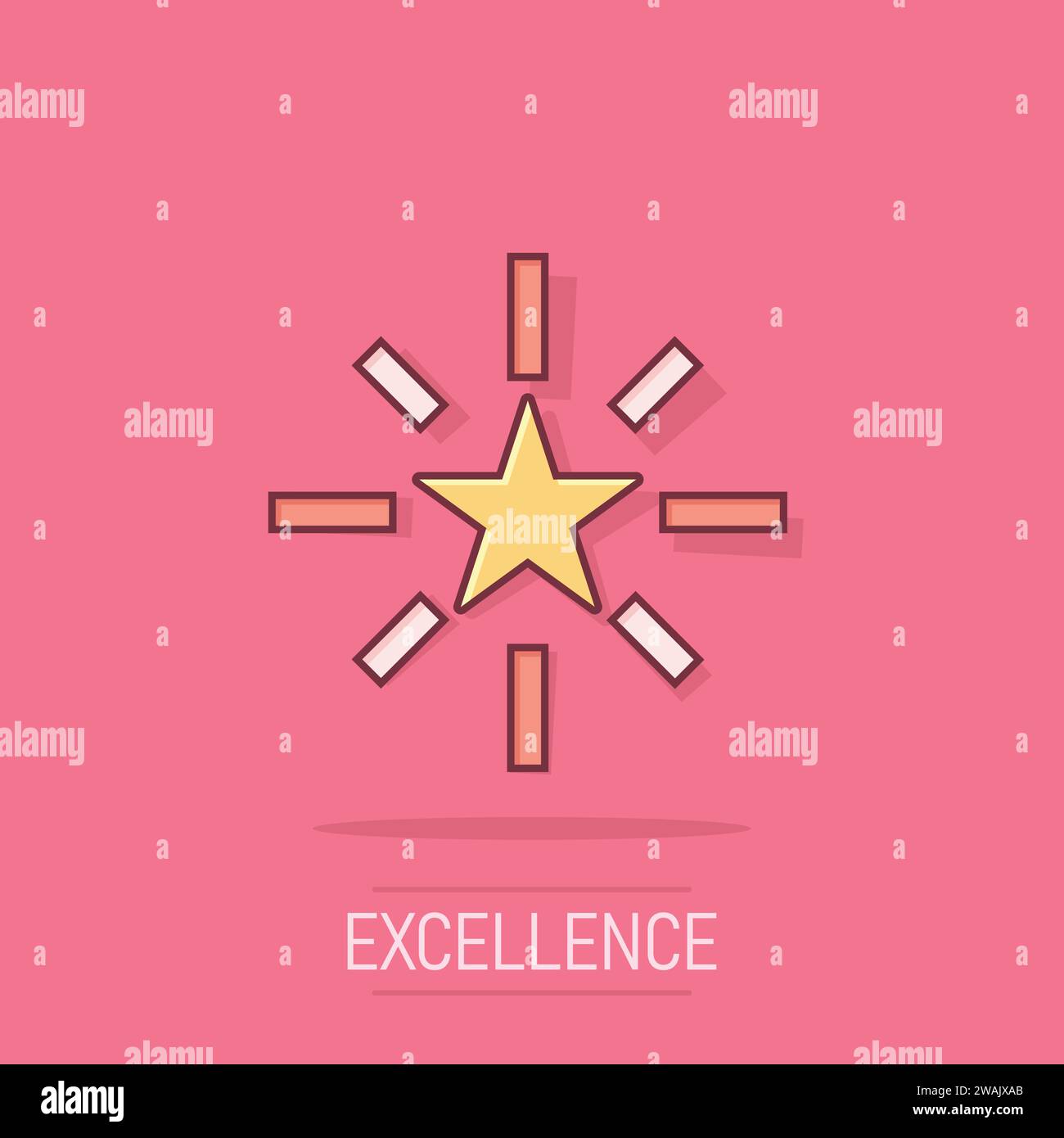 Excellence icon in comic style. Star ribbon vector cartoon illustration ...