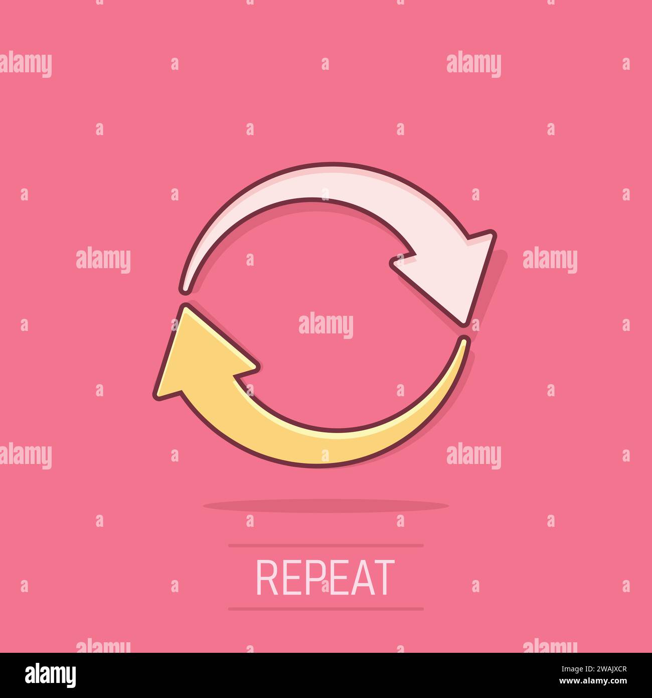 Arrow rotation icon in comic style. Sync action vector cartoon ...