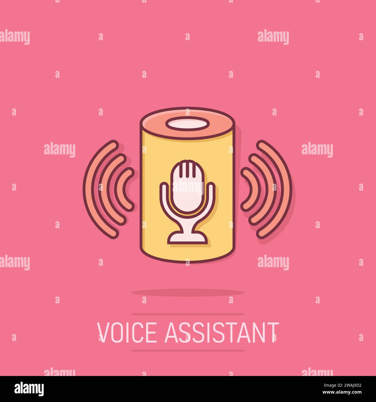 Voice assistant icon in comic style. Smart home assist vector cartoon ...