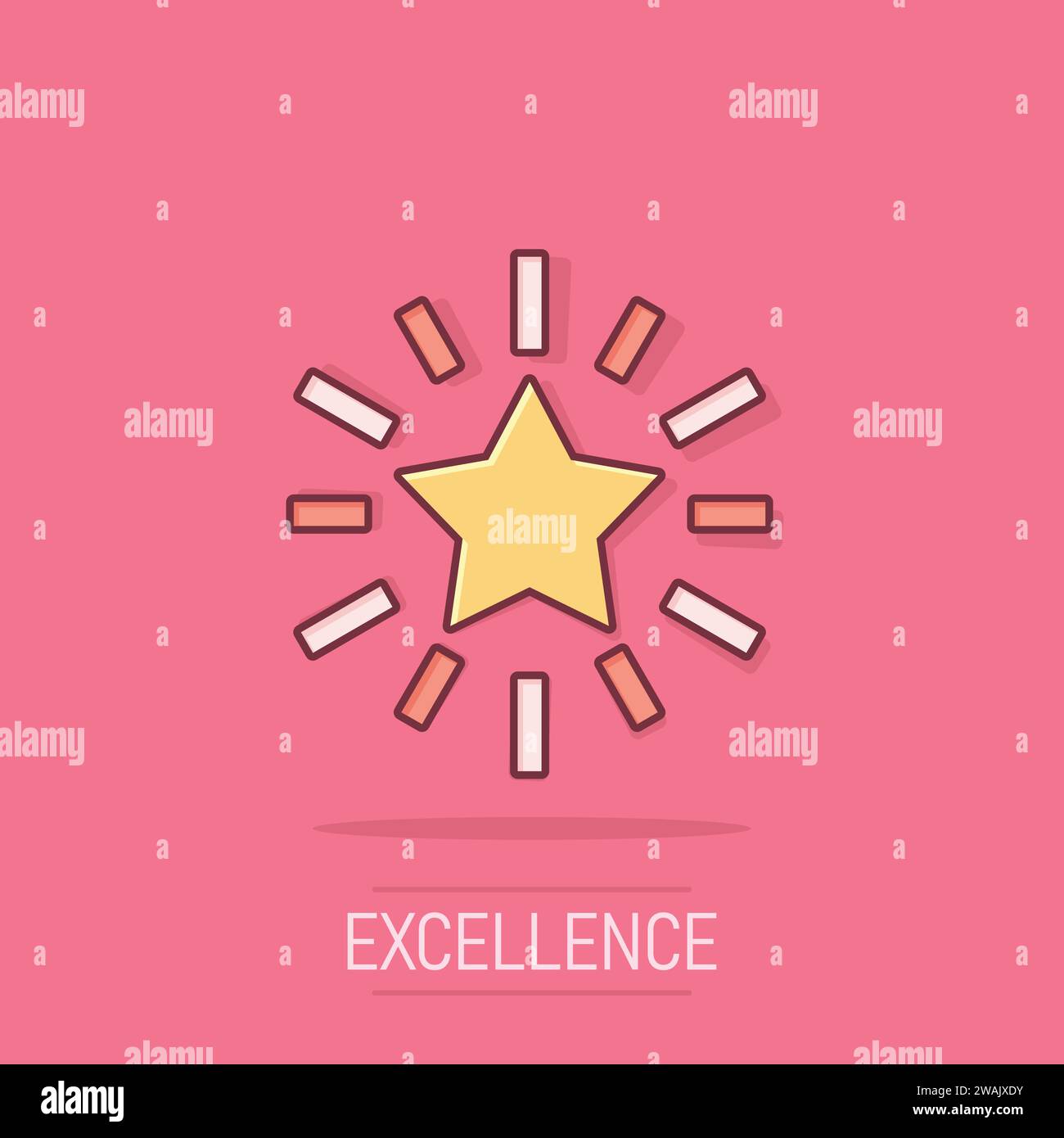 Excellence icon in comic style. Star ribbon vector cartoon illustration ...