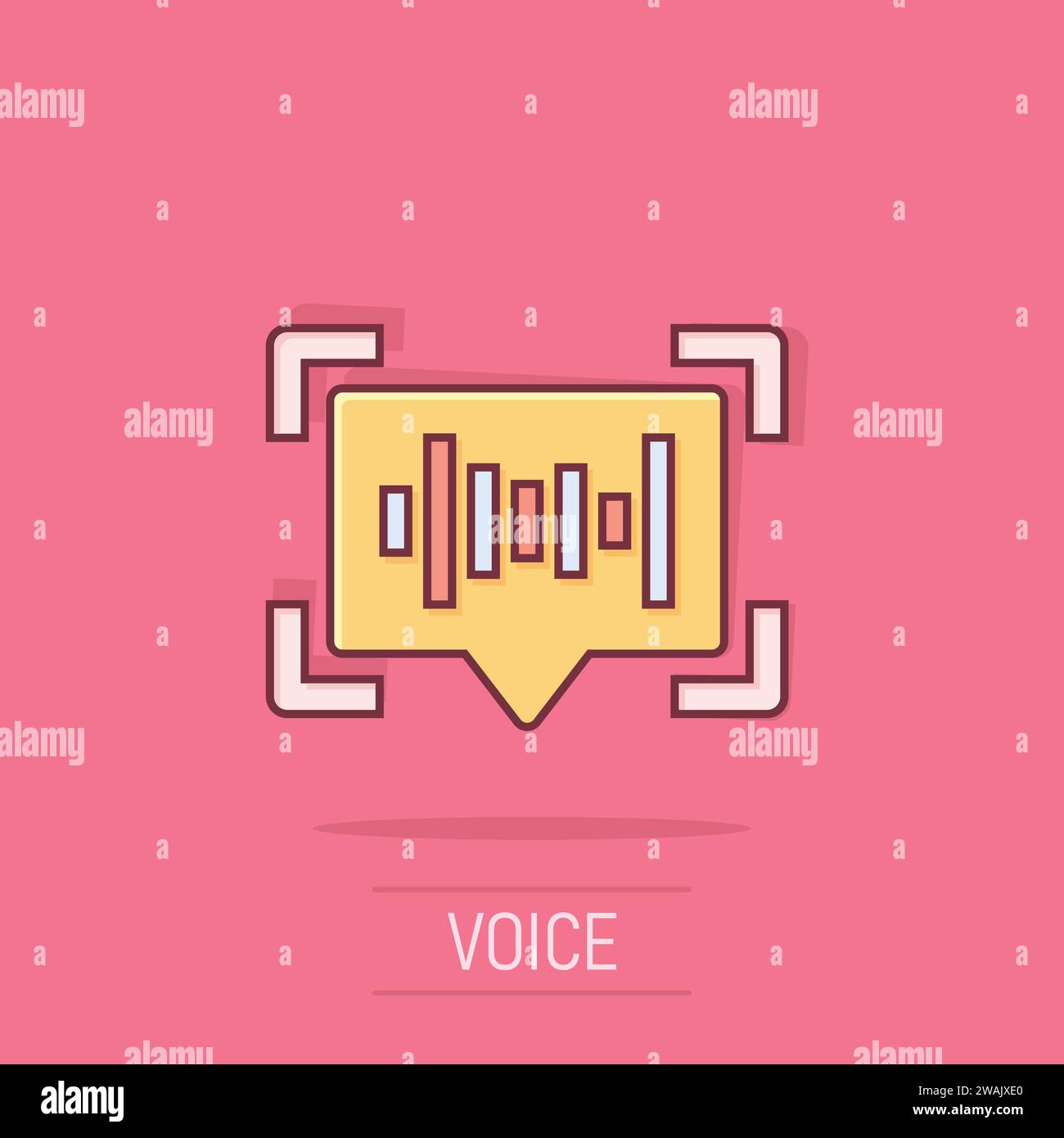 Voice recognition icon in comic style. Authentication sound vector cartoon illustration on white ...