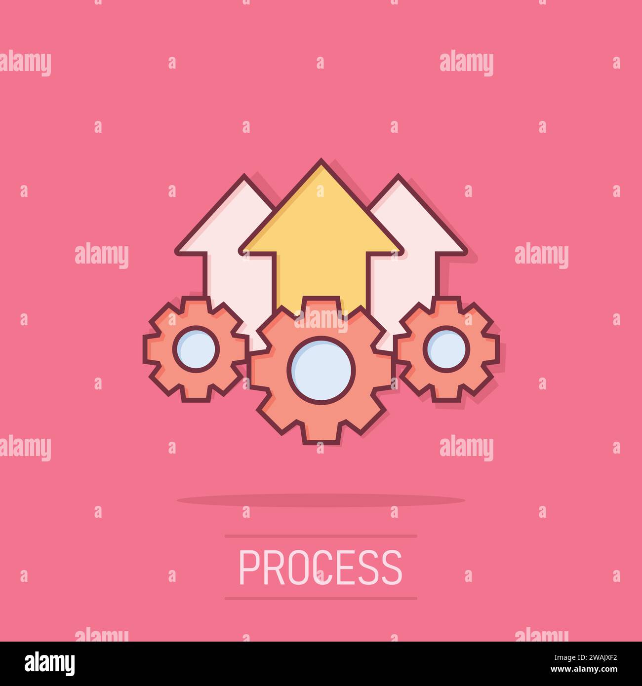 Operation project icon in comic style. Gear process vector cartoon ...