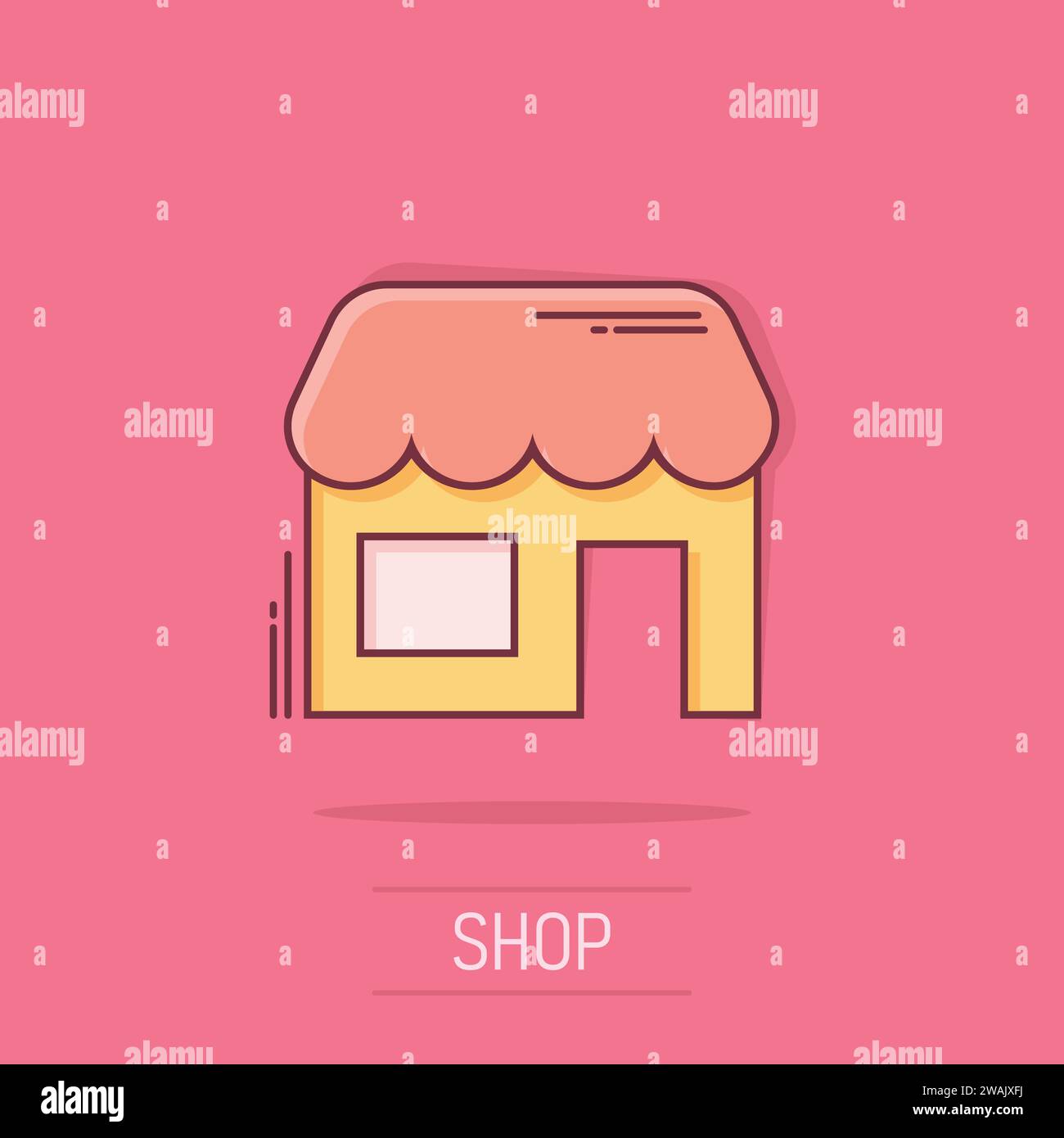 Grocery store icon in comic style. Shop building vector cartoon ...