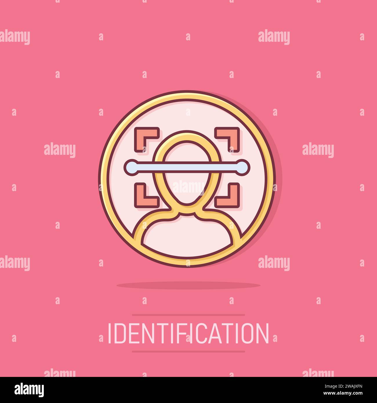 Face scan icon in comic style. Facial id vector cartoon illustration on ...