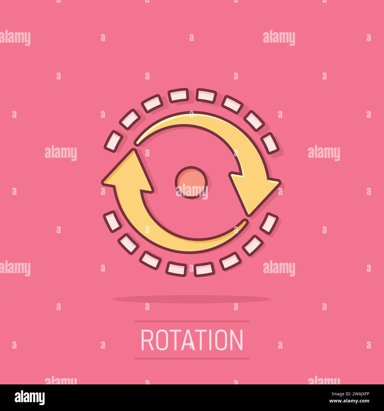 Oval with arrows icon in comic style. Consistency repeat vector cartoon ...