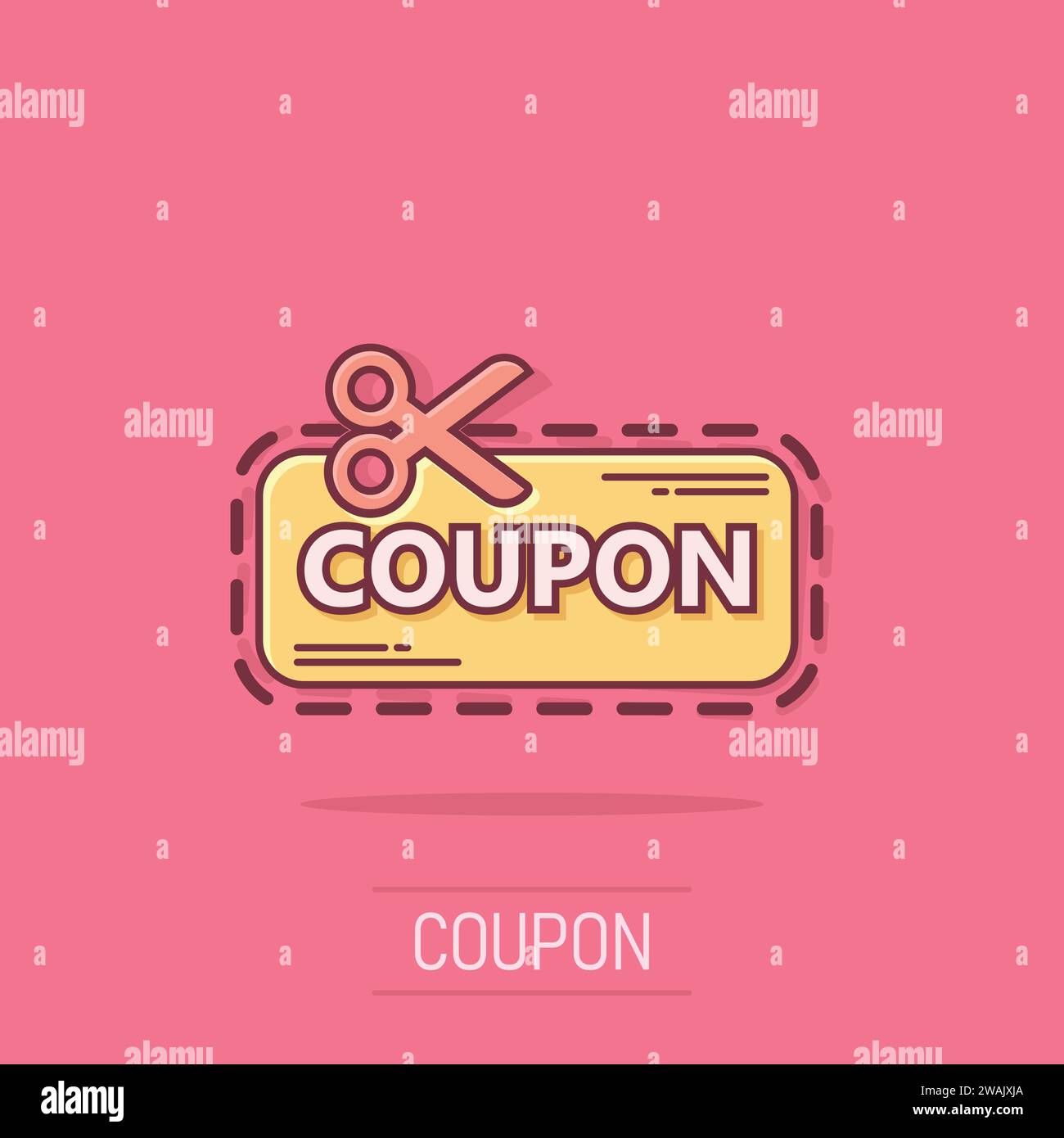 Discount coupon icon in comic style. Scissors with price tag vector ...