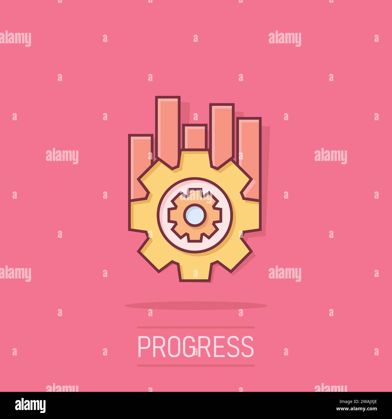 Operation project icon in comic style. Gear process vector cartoon ...