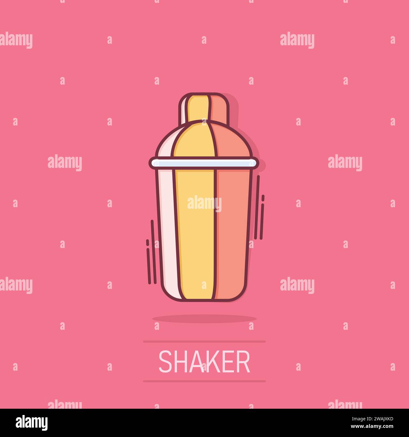 Shaker icon in comic style. Sport bottle vector cartoon illustration on ...