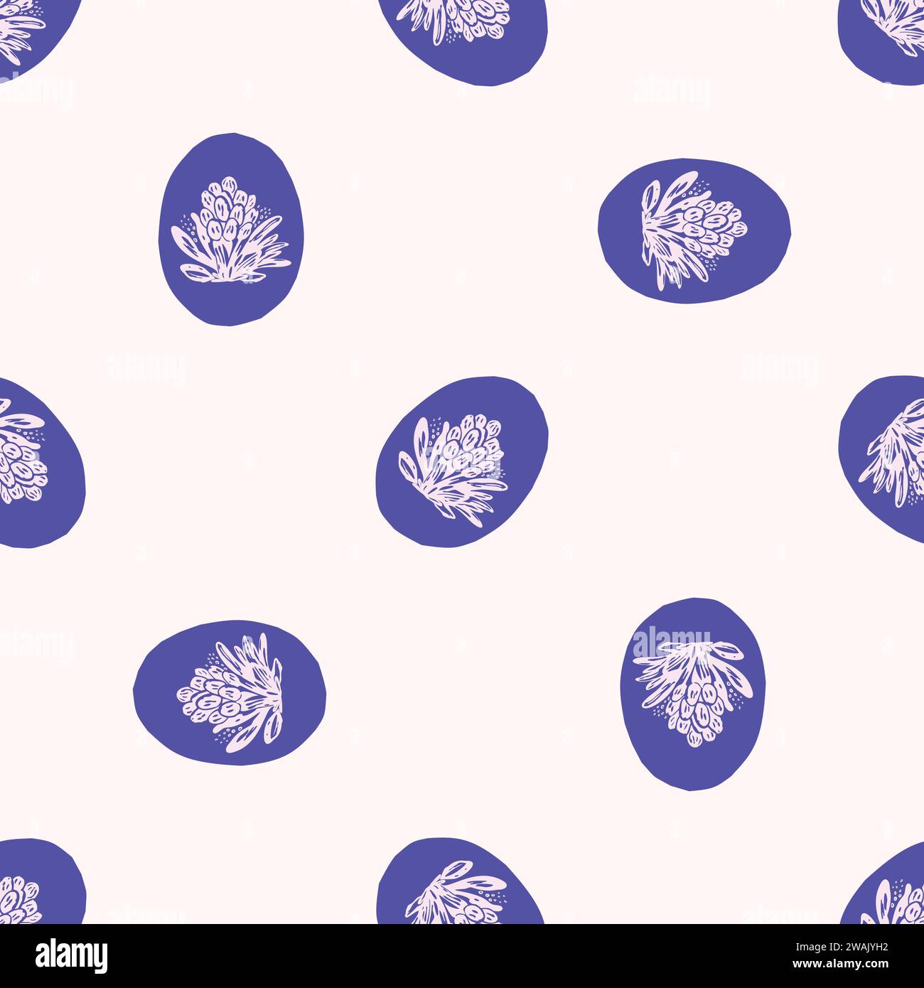 Linocut rural floral folkart seamless vector pattern for block print ...