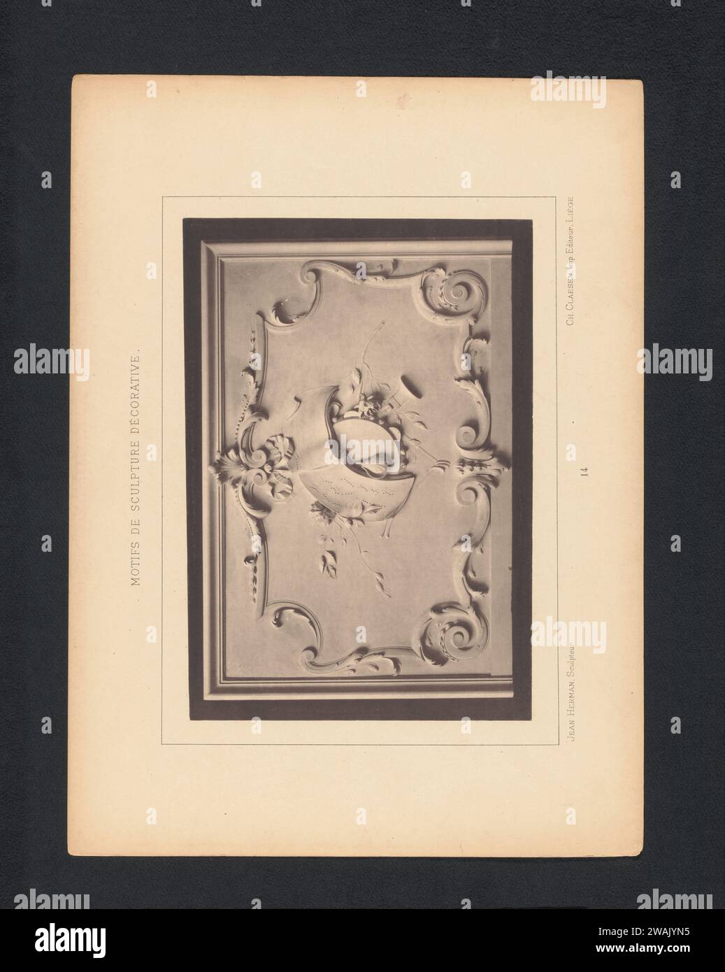 Relief with leaf ranks and sheet music, sculpted by Jean Herman ...