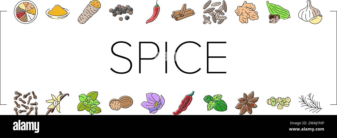 spice food herb leaf icons set vector Stock Vector Image & Art - Alamy