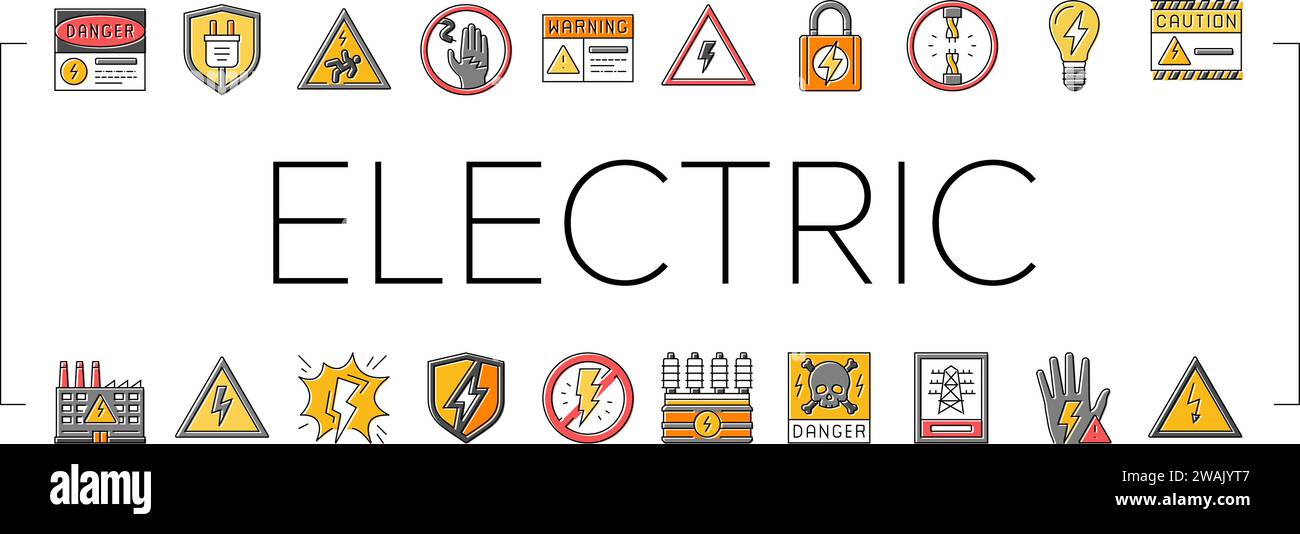 electric danger shock power icons set vector Stock Vector Image & Art ...