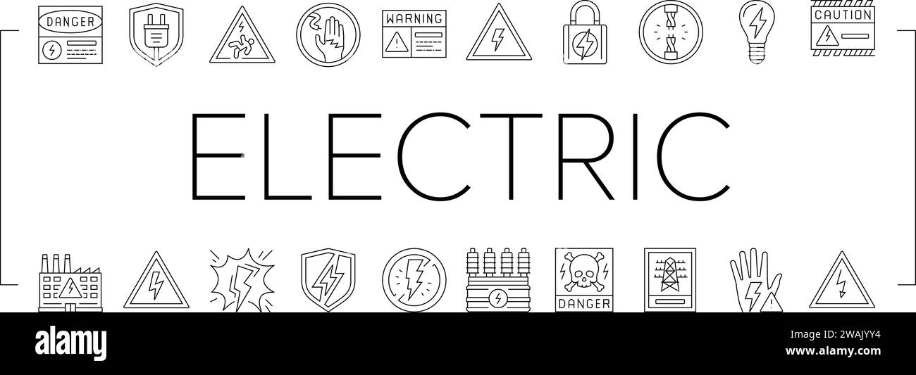 electric danger shock power icons set vector Stock Vector Image & Art ...