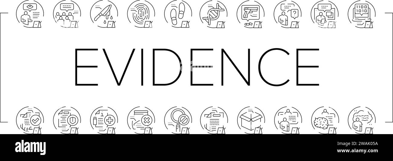 evidence crime police scene board icons set vector Stock Vector Image ...