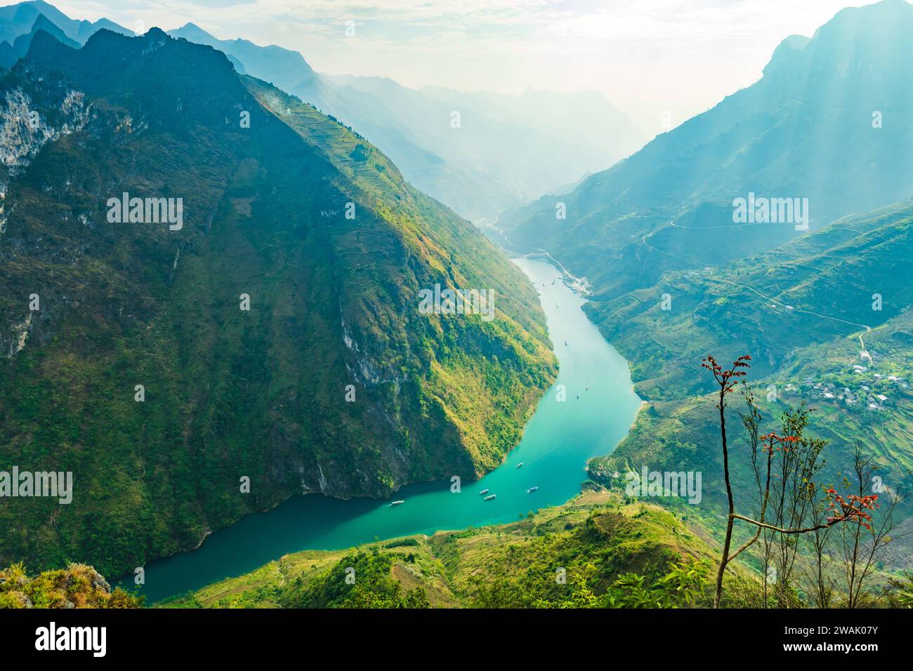 Ha Giang landscape with Nho Que river between mountains in Ha Giang ...