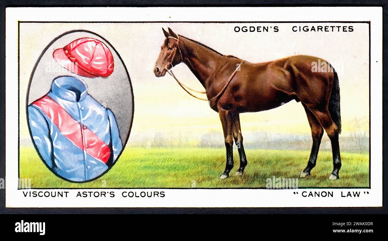 Canon Law - Vintage Cigarette Card Illustration, Horse Racing Stock ...