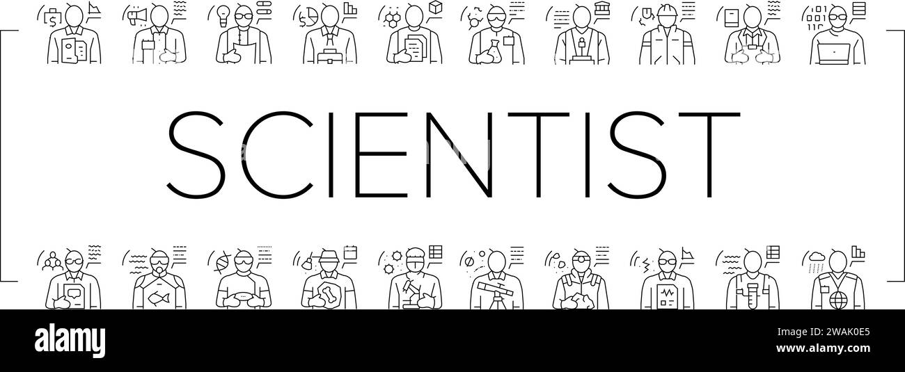 scientist laboratory lab science icons set vector Stock Vector Image ...