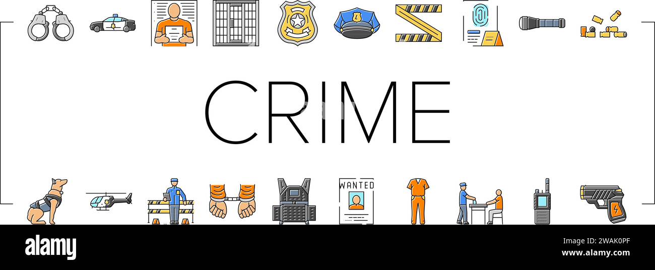 crime scene police evidence icons set vector Stock Vector Image & Art ...