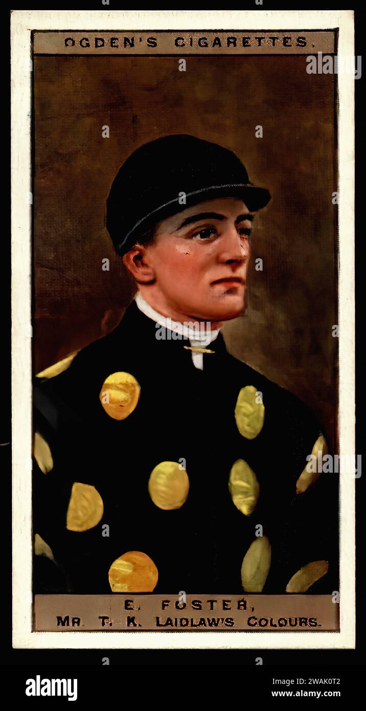 Jockey, E.Foster - Vintage Cigarette Card Illustration, Horse Racing ...